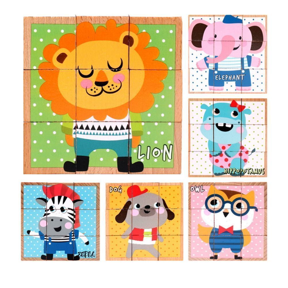 KYAIGUO Baby Puzzle Toys Toddler Wooden Blocks Puzzle Toys 3D Kids ...