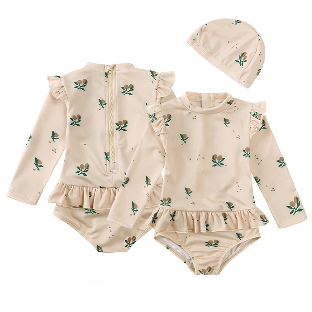KYAIGUO Baby Toddler Girls One Piece Swimsuits Kids Infant Long Sleeve ...