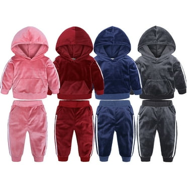 Esaierr 2PCS Baby Kids Boys Girls Velour Tracksuit Outfits Toddler ...