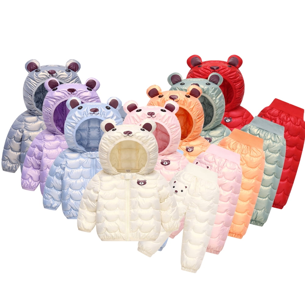 KYAIGUO Baby Toddler Winter Puffer Jackets and Snow Pants for Girls Boys Hooded Snowsuit Outfits ...