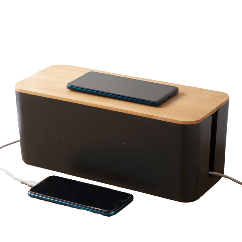 KYAIGUO Cable Management Boxes Wooden Lid Cable Organizer for Desktop ...