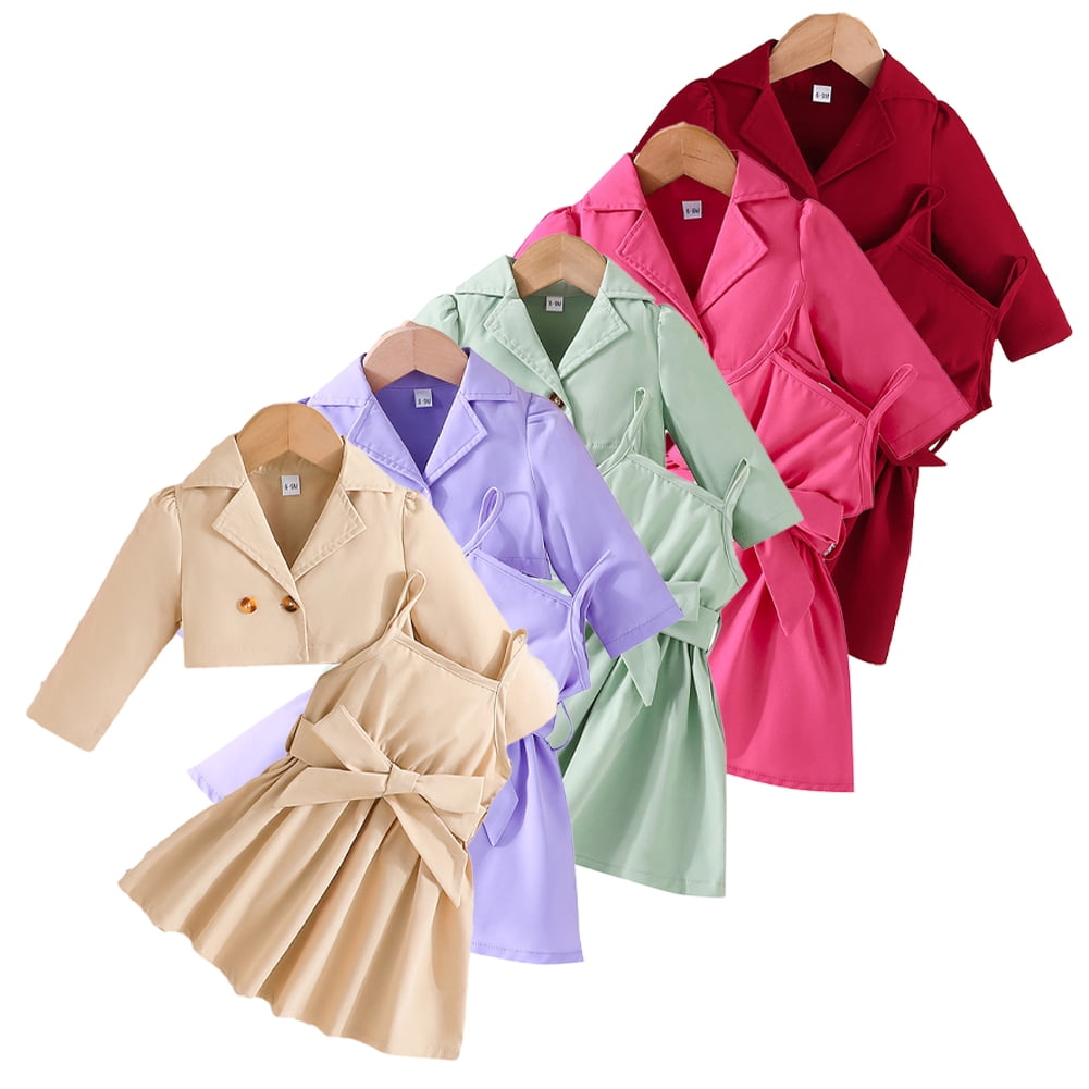 KYAIGUO Dress 2 Piece Outfits for Toddler Girls Spring Fall Baby Solid ...