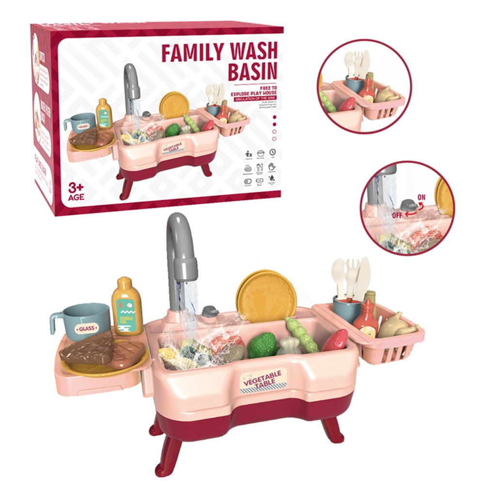 KYAIGUO Electric Dishwasher Toy Set with Running Water, Toddler Kitchen ...