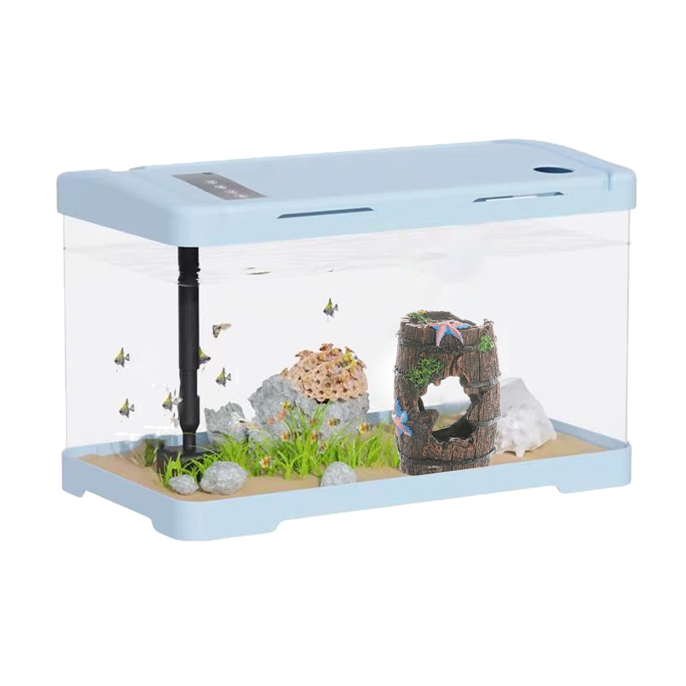 KYAIGUO Fish Tank Decor Vintage Artificial Resin Wooden Barrel with ...