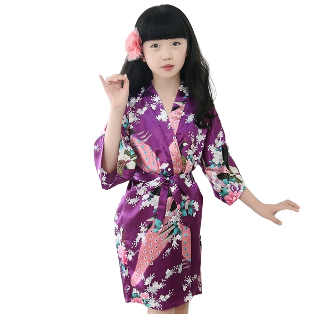 KYAIGUO Girls Bathrobe Robes Pajamas for Kids Baby，Little Big Boys Silk ...