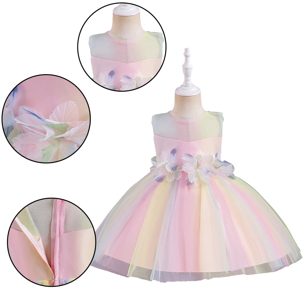 KYAIGUO Girls Colorful Dress Infant Princess Christening Baptism Party ...