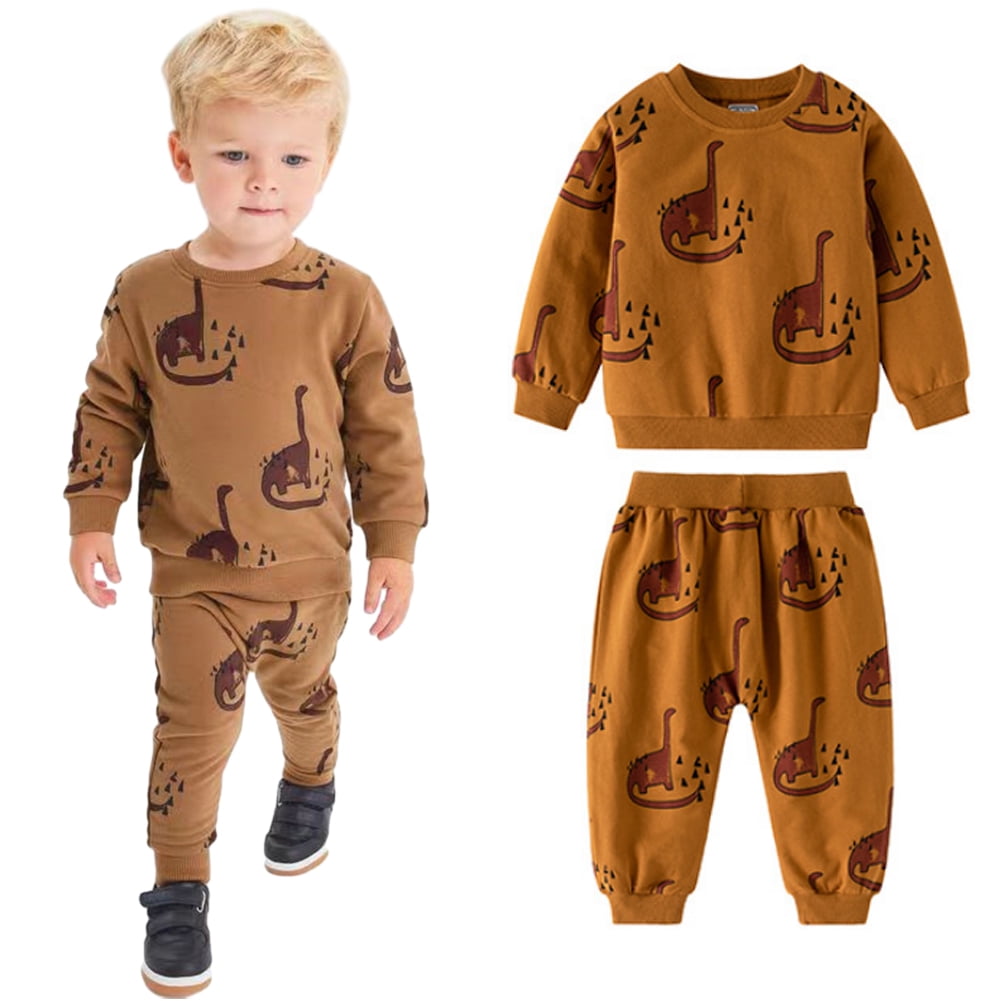 KYAIGUO Kids Boys Dinosaurs Sweatshirt Tracksuits Outfits 2PCS Toddler Girls Casual Sweatsuit ...
