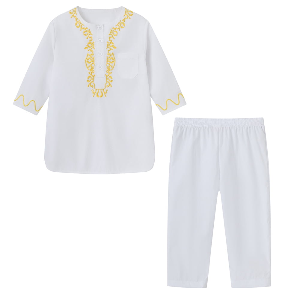 KYAIGUO Kids Boys Thobe for Muslim Arab Tobes Toddler Long Sleeve ...