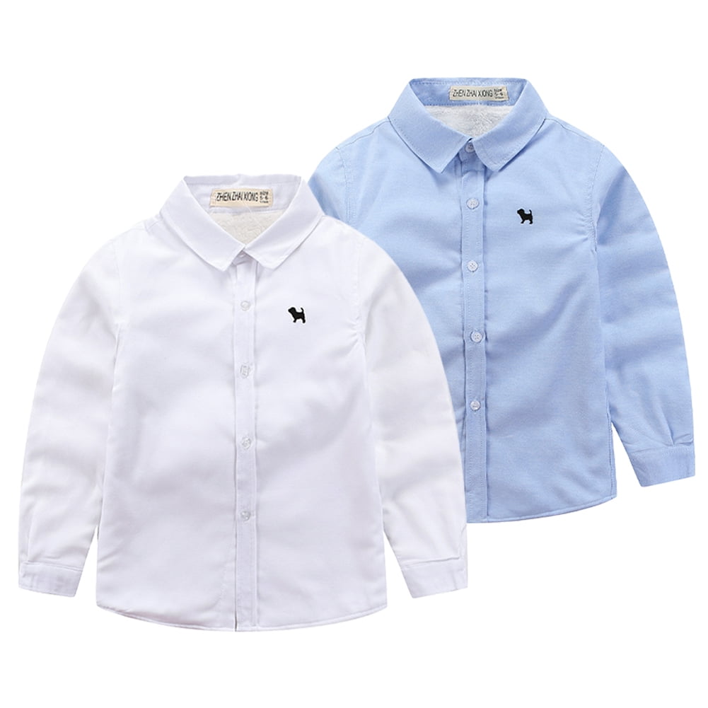 KYAIGUO Kids Boys Winter Button down Dress Shirt Toddler Long Sleeve ...