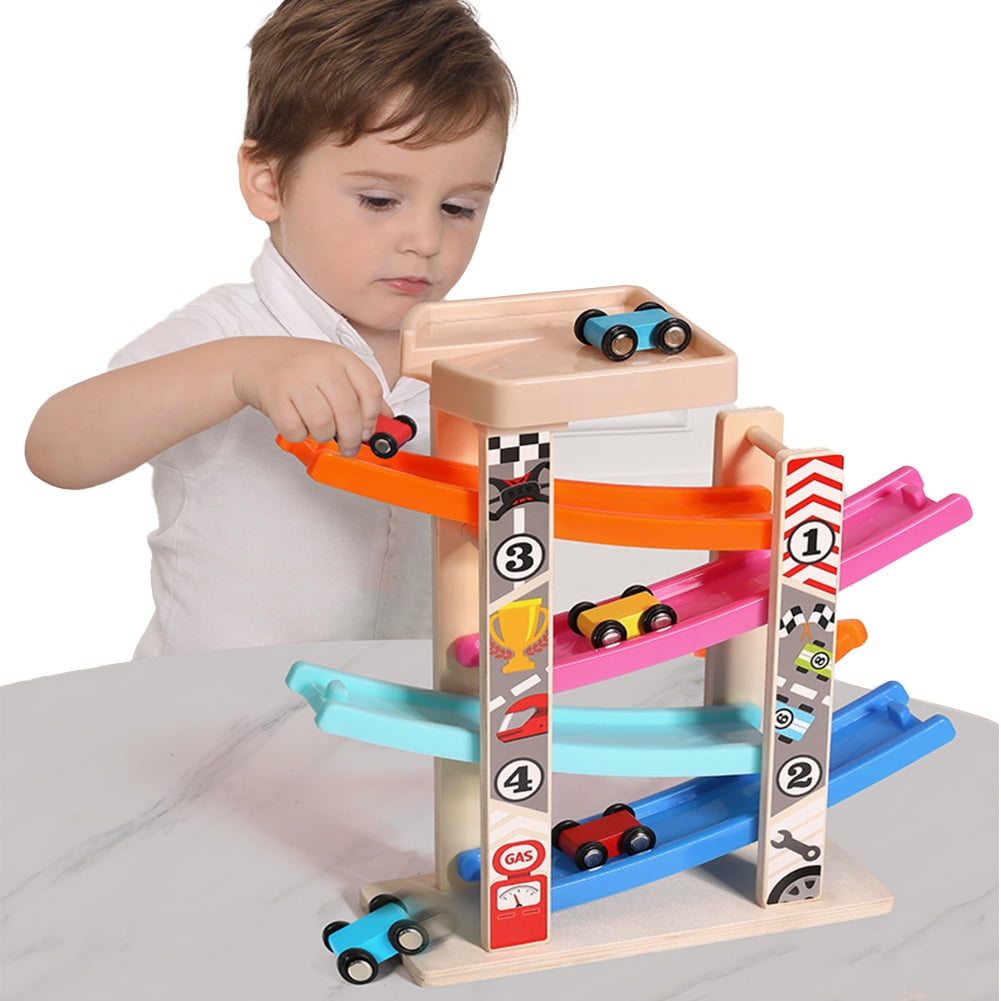 KYAIGUO Kids Cars Tracks Toys,4 Layer Tracks Tower with 6 Cars Baby ...