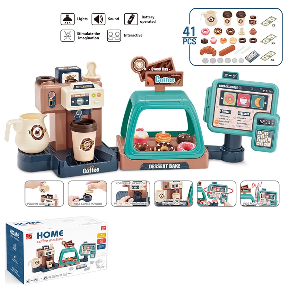 KYAIGUO Kids Coffee Machine Game Set, Toddler Coffee Shop Donut Toy Set ...