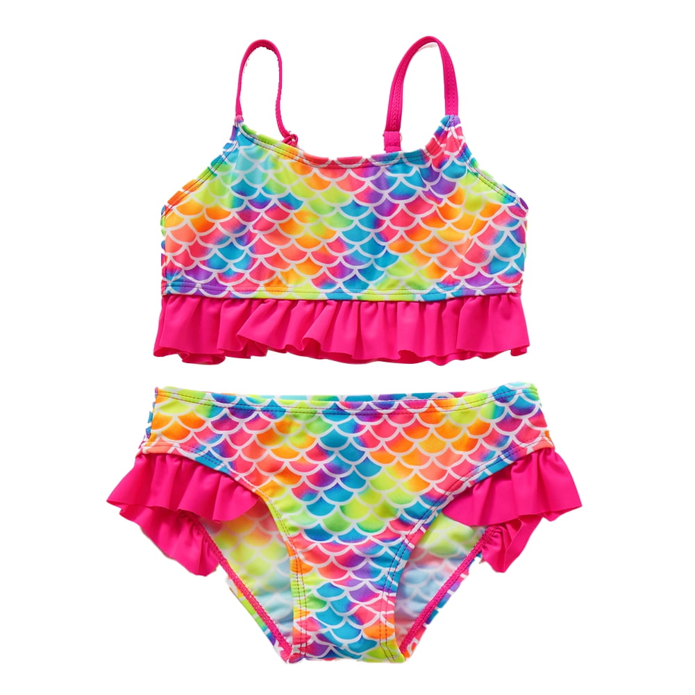 KYAIGUO Kids Girls 2PCS Swimsuit Hawaiian Swimwear with Pretty Pattern ...