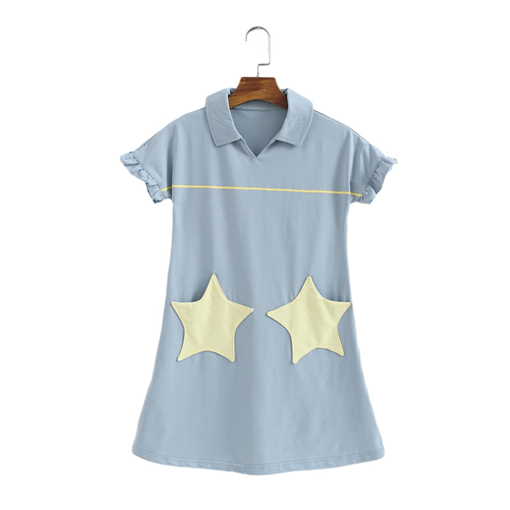 KYAIGUO Kids Girls Lapel Pajamas Dress Ruffle Sleeve Sleep Dress Pjs ...