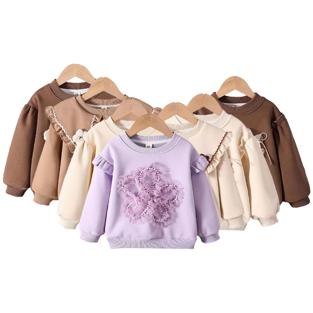 KYAIGUO Baby Toddler Girls Flower Sweatshirt Winter Warm Long Sleeve Shirts Pullover Fleece ...