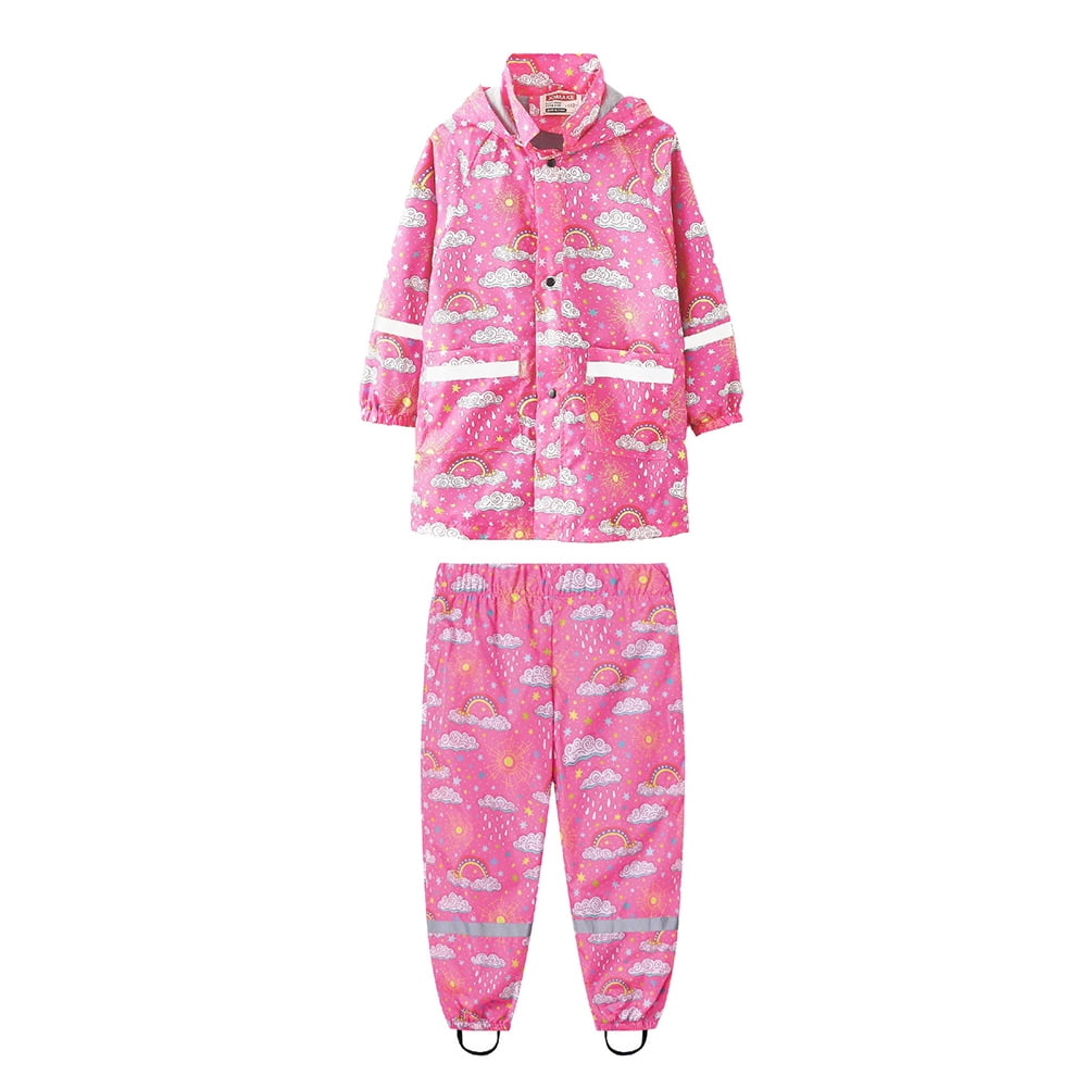 KYAIGUO Kids Toddler Floral Rain Jacket for Girls Boys Poncho Raincoat ...