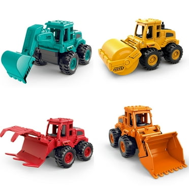 4pcs Engineering Vehicle Model Press Sliding Car Excavator Bulldozer ...