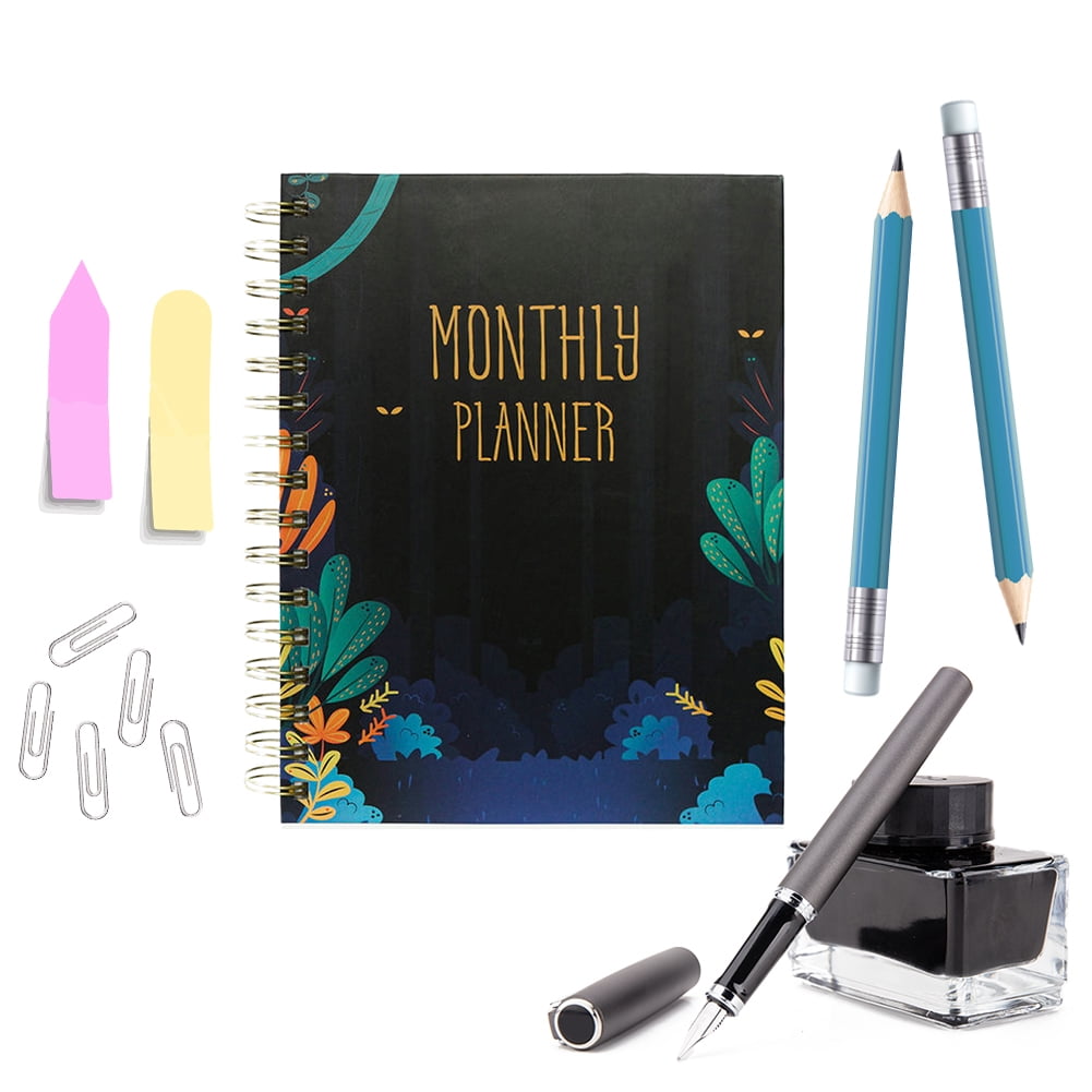 KYAIGUO Pretty Planner 2023-2024 Floral Printing Hard Cover Coil Planner & Organizer A5 Weekly ...