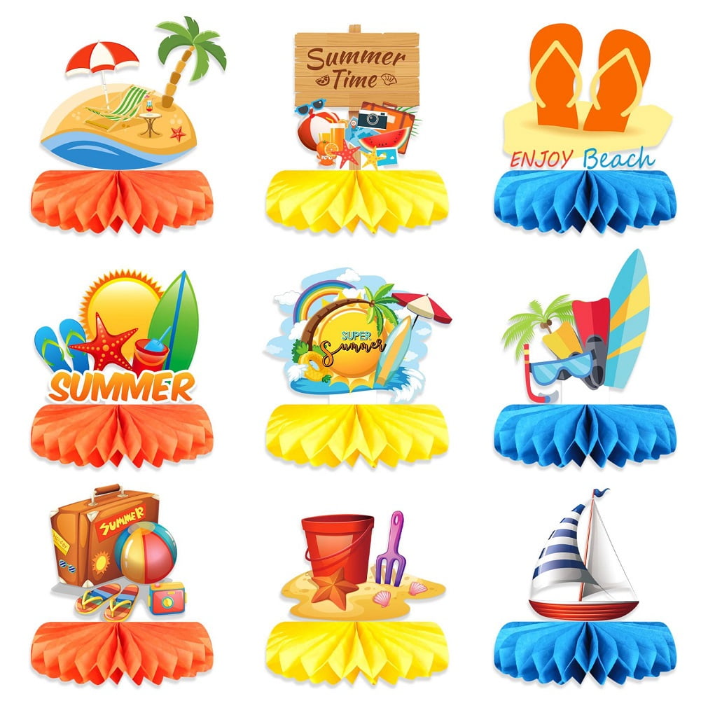 KYAIGUO Summer Beach Theme Party Table Decorations Set 9PCS,Hawaii ...