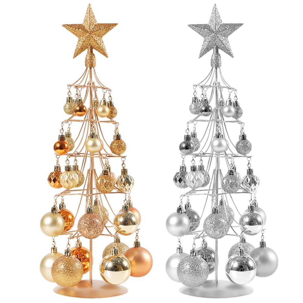 KYAIGUO Tabletop Mini Christmas Tree Set with LED Lights Iron Christmas ...