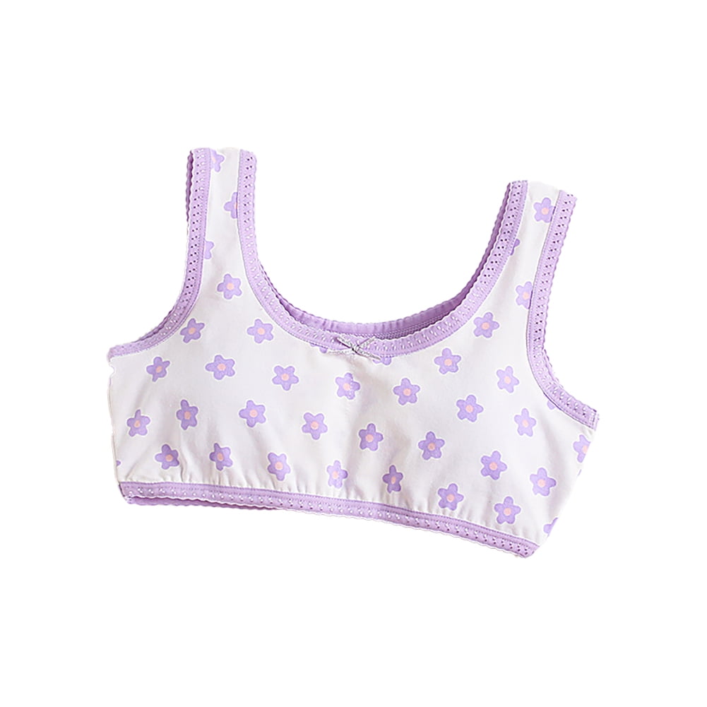 KYAIGUO Teens Kids Girls Trim Bralette Bra Rib Spaghetti Strpa Sleeping ...