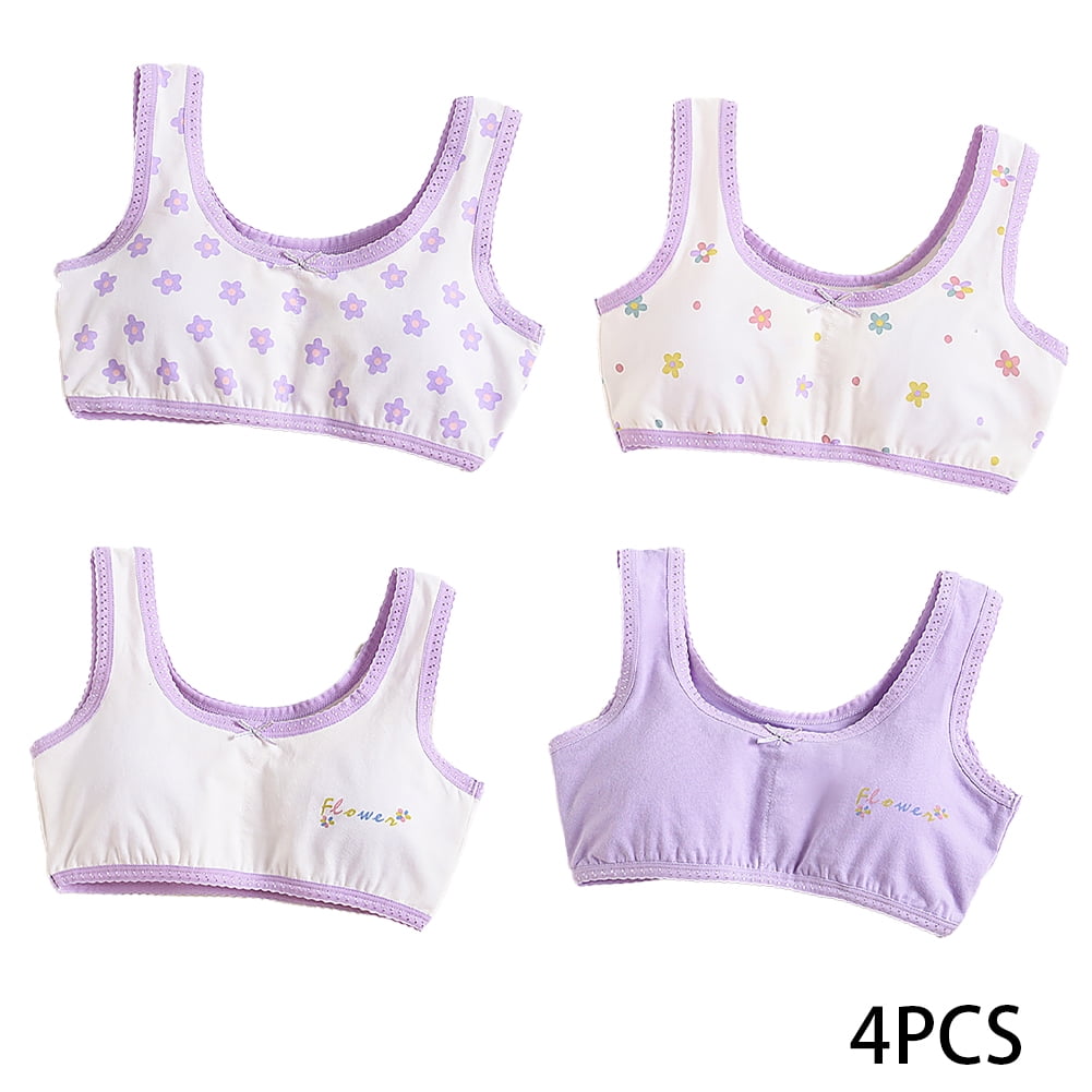 KYAIGUO Teens Kids Girls Trim Bralette Bra Rib Spaghetti Strpa Sleeping ...