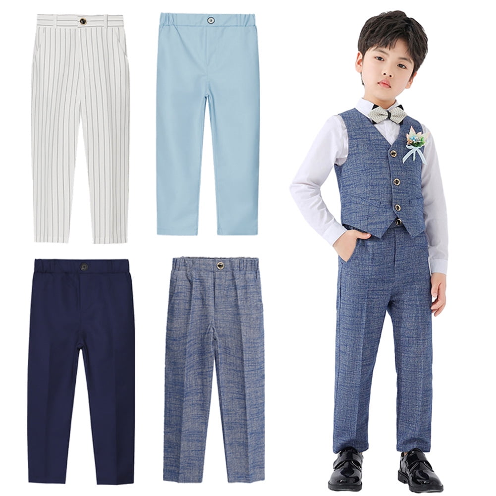 KYAIGUO Toddler Boys Dress Pants Kids Flat-Front Slim Fit Dress Suits ...