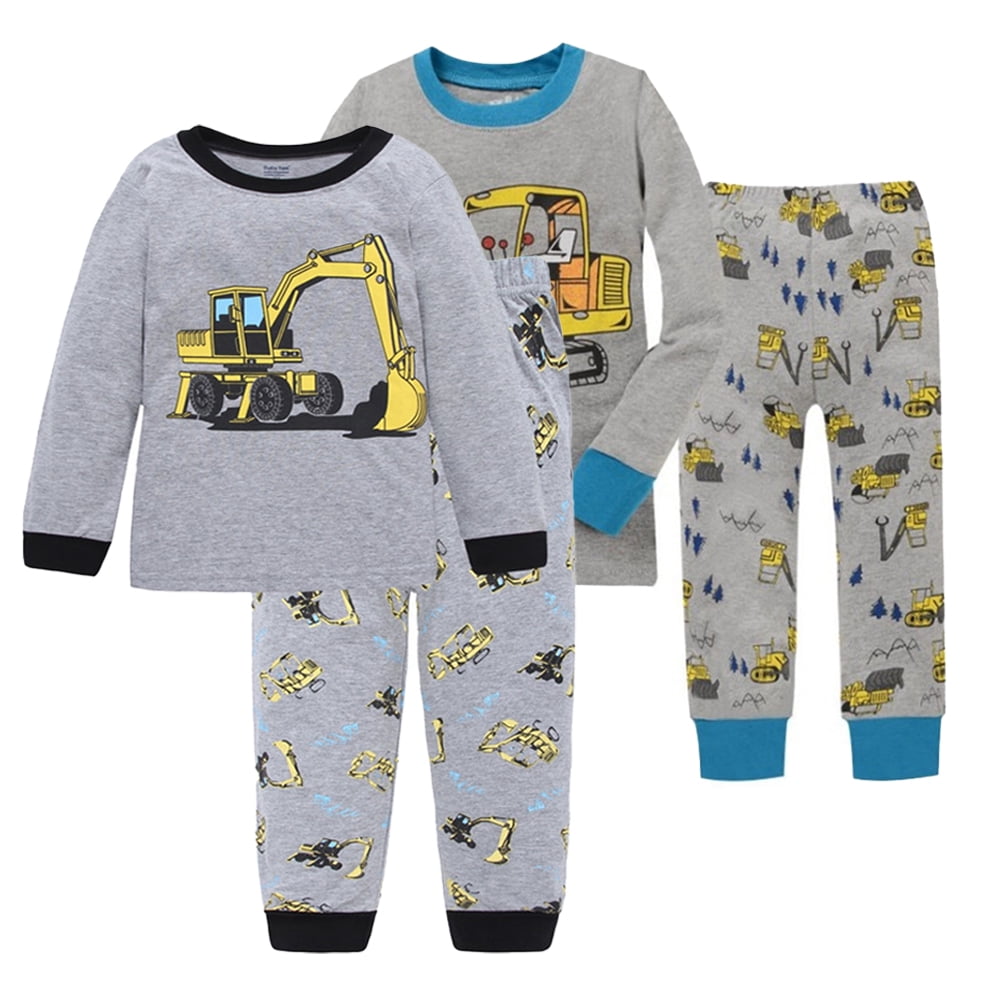 KYAIGUO Toddler Boys Excavators Pajama Set 2-Piece Baby Cartoon Snug ...