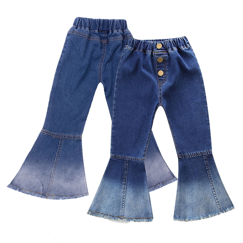 KYAIGUO Toddler Kids Girls Ruffle Jeans Flare Pants 9M- 7Y Spring ...