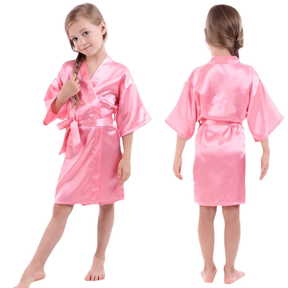 KYAIGUO Toddler Kids Teen Girls Silky Satin Bathrobe Teen Summer Night ...
