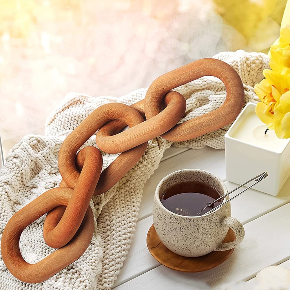 KYAIGUO Wooden Chain Link Decor, Hand Carved Wooden Decorative Chain 5 ...