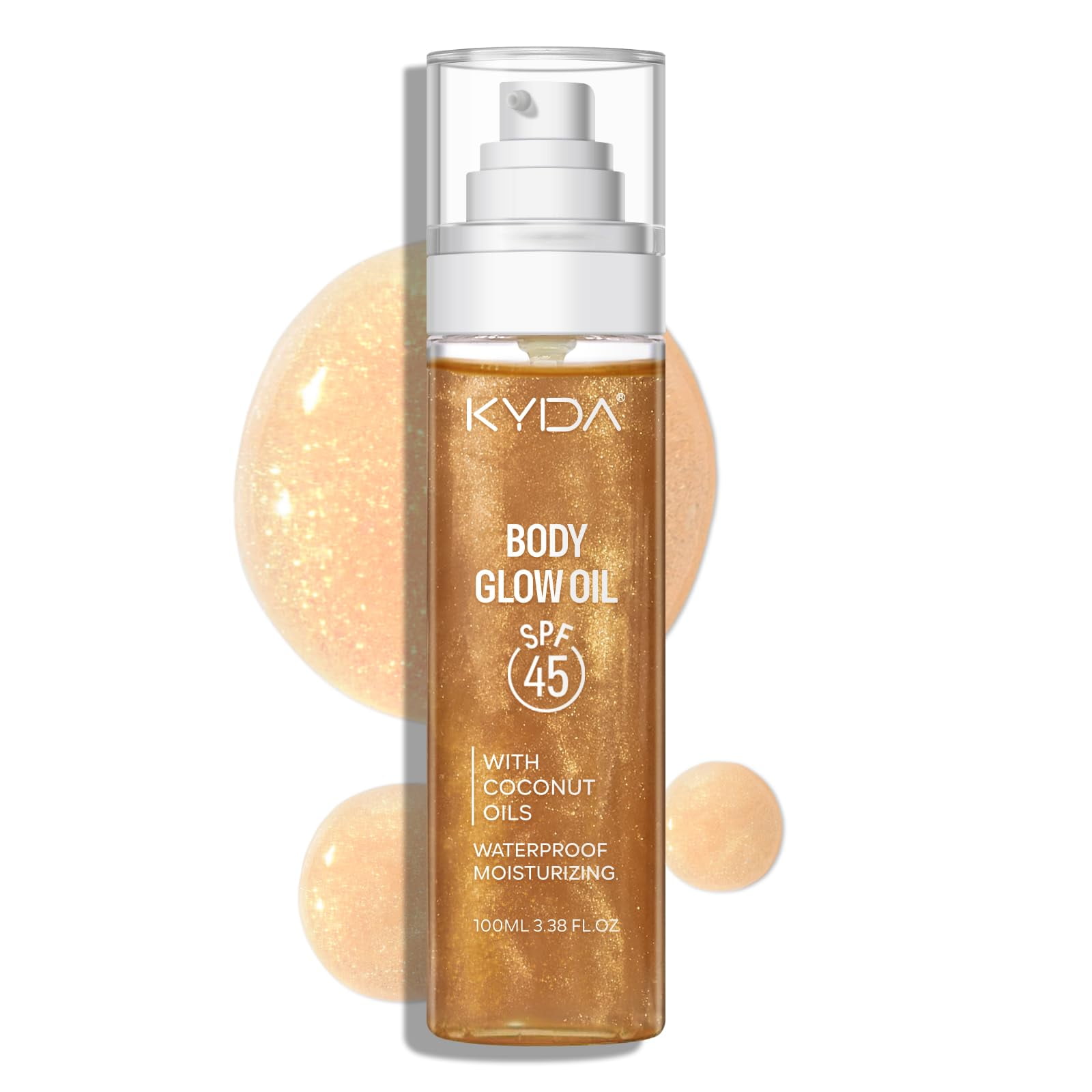 KYDA Body Glow Oil, IRF13 Broad Spectrum SPF Body Oil with Gold Mica, Sun-kissed Glow Skin ...