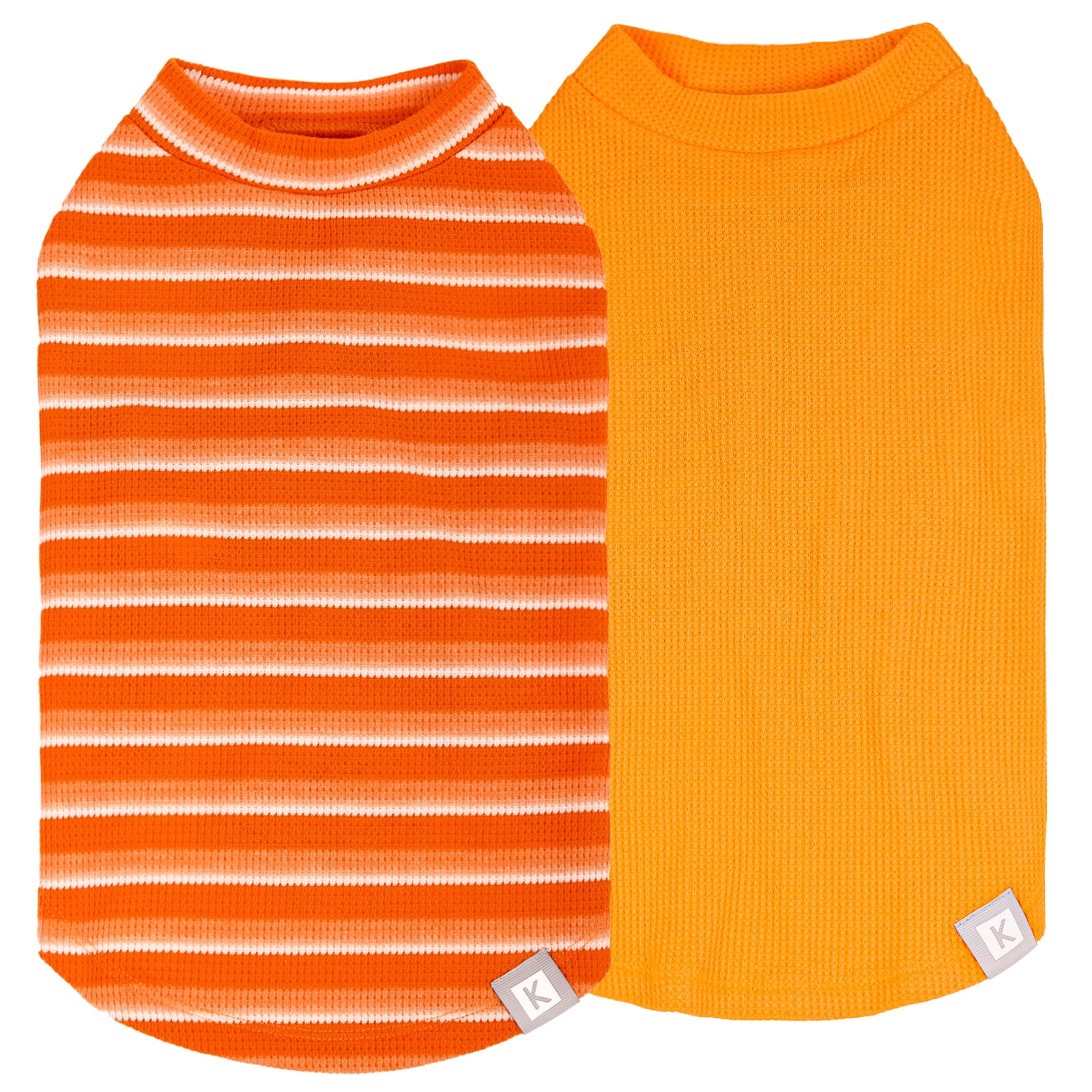 KYEESE 2Pack Waffle Dog Shirts, Orange+Striped, Dog Shirt for Small ...