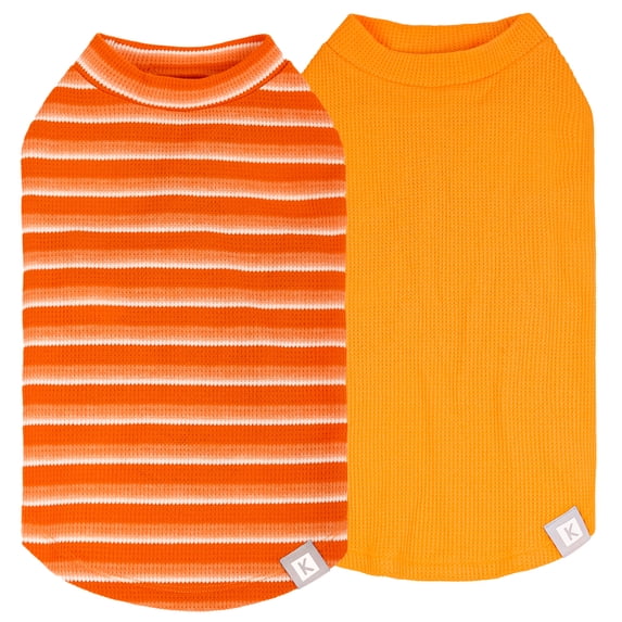 KYEESE 2Pack Waffle Dog Shirts, Orange+Striped, Dog Shirt for Small ...