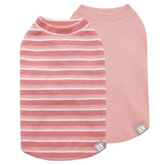 KYEESE 2Pack Waffle Dog Shirts, Pink+Striped, Dog Shirt for Small Dogs ...