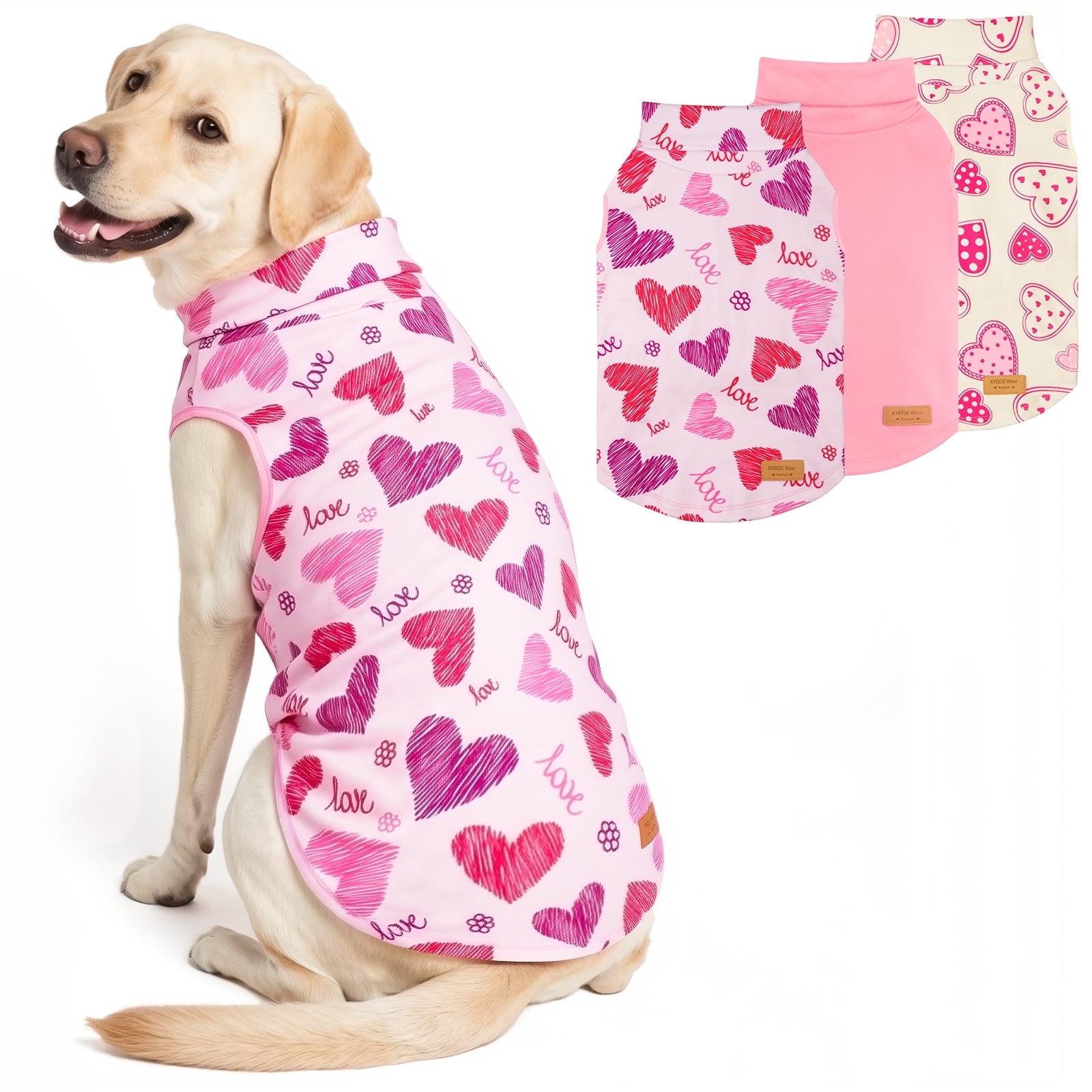 KYEESE 3 Pack Valentine's Day Dog Sweater, Soft Stretchy Sweatshirt for ...