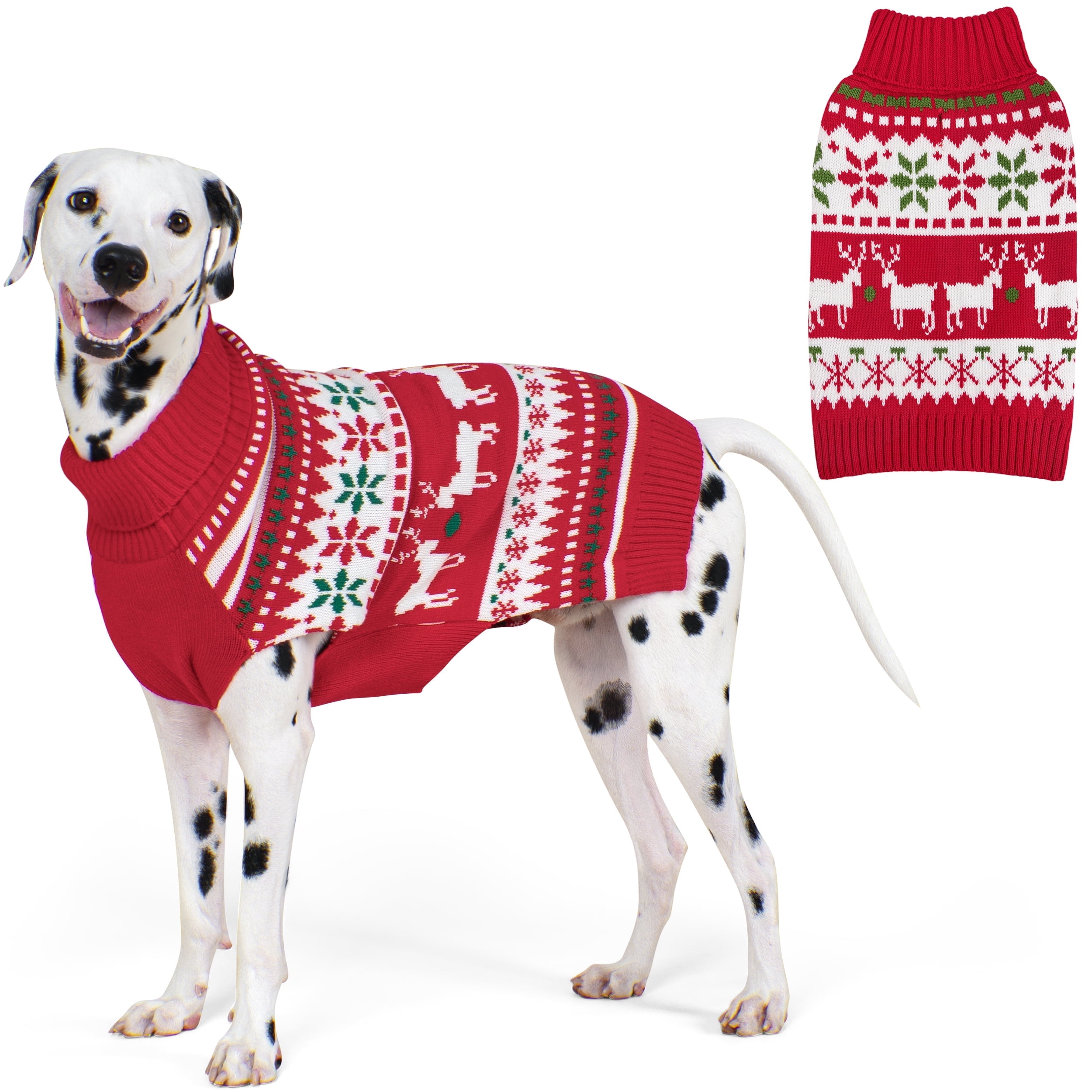KYEESE Dog Christmas Sweater, Red with Snowflake Reindeer Pattern, Dog ...