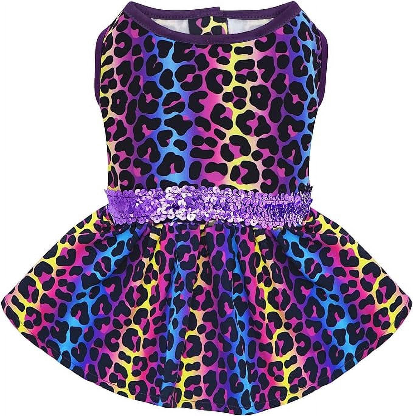 KYEESE Dog Dress Leopard with Sequins Dogs Party Evening Dresses for ...