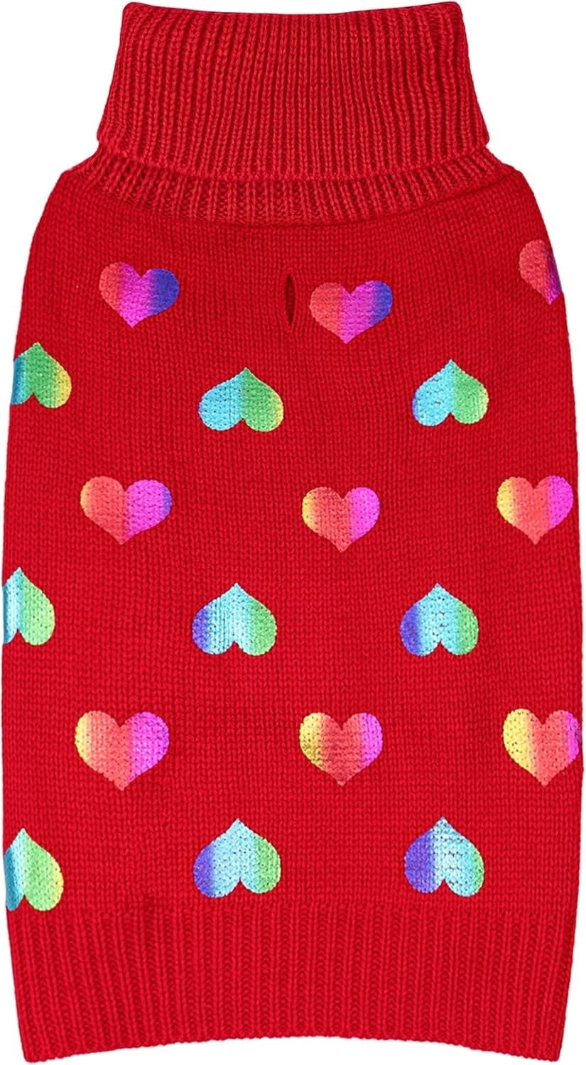 KYEESE Valentine's Day Dog Sweater with Leash Hole, Turtleneck Sweaters ...