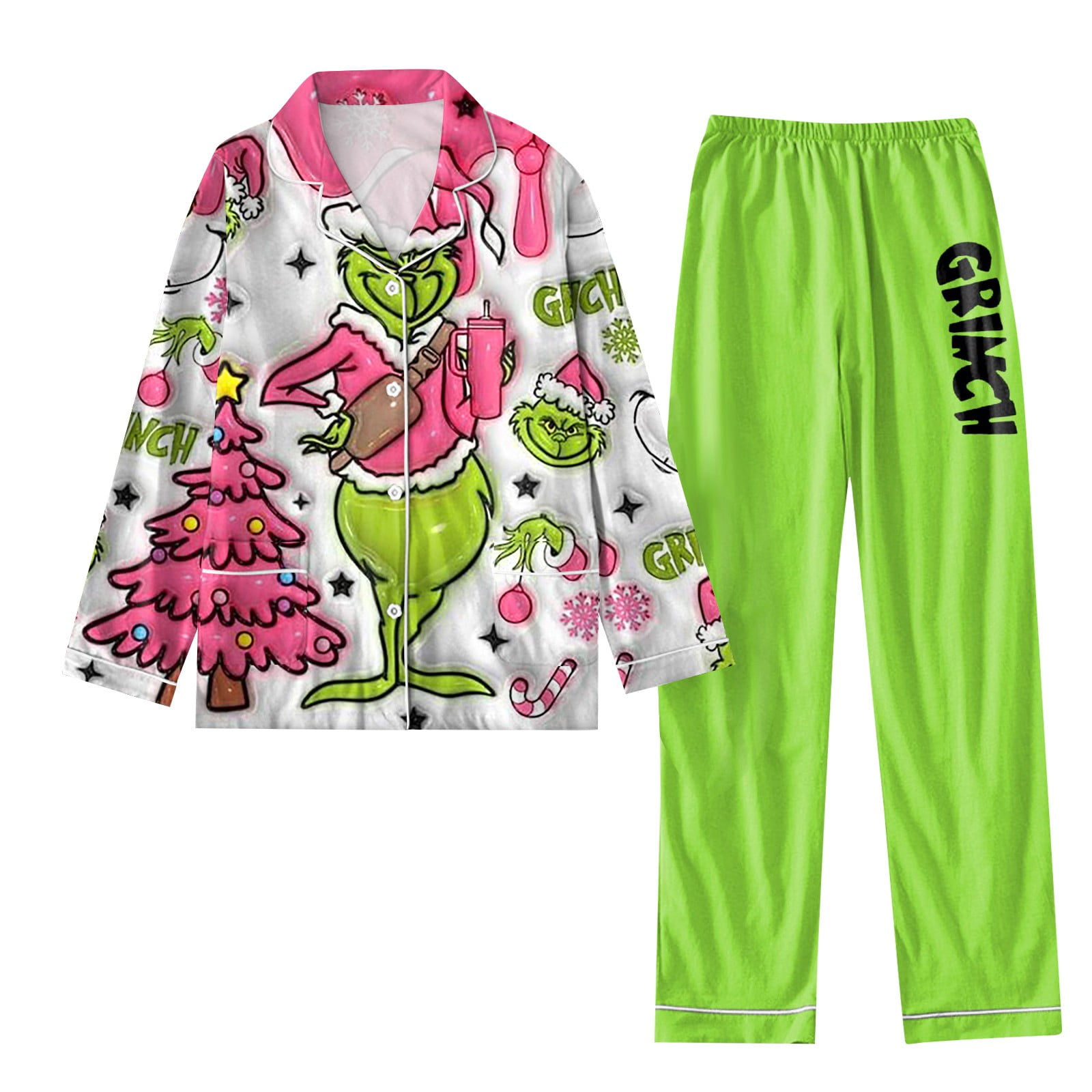 KYGABAK Grinch Pajamas,Grinch Pajama Set,Grinch Christmas Pajamas,G ...