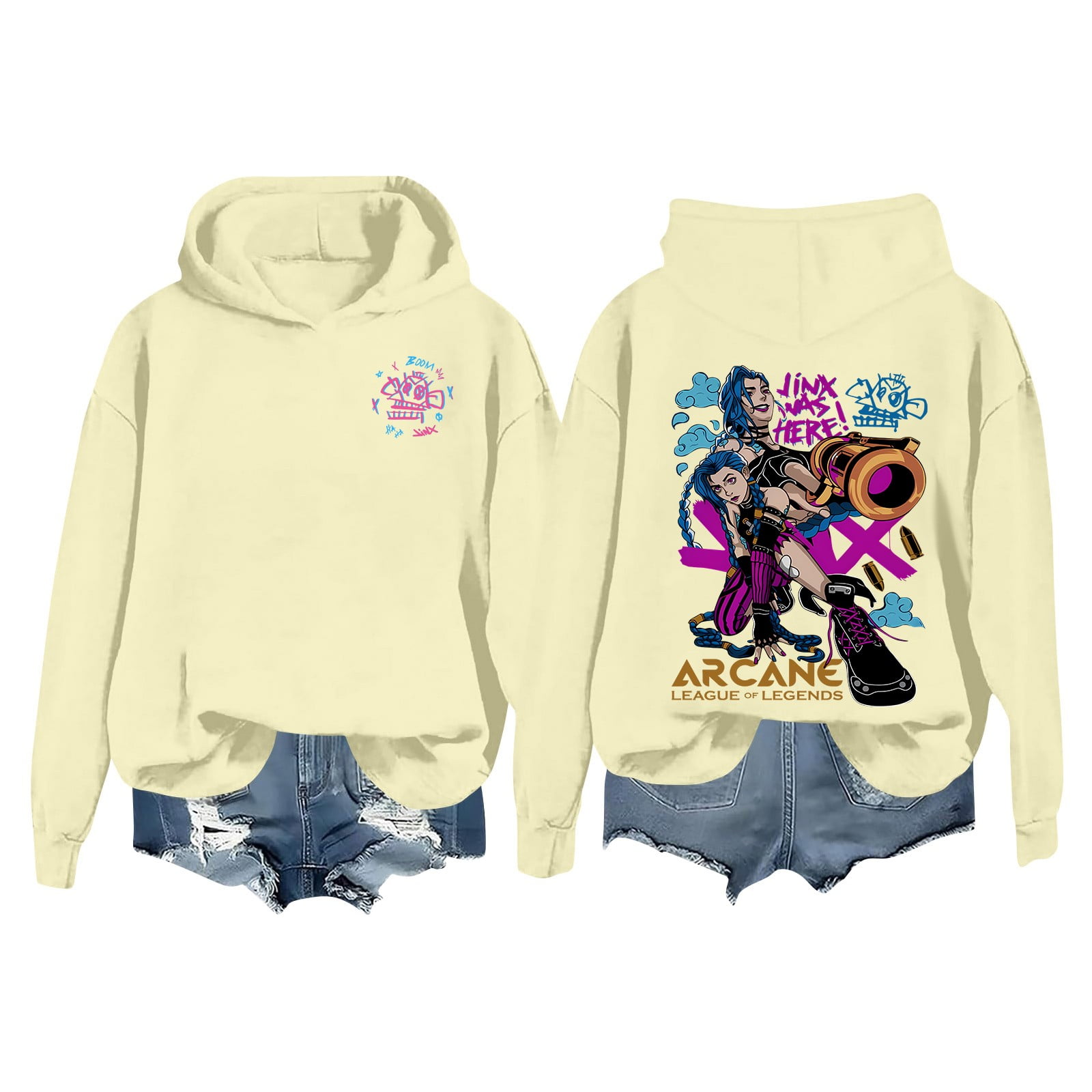 KYGABAK League of Legends Arcane Hoodie for Men Women Jinx Hoodie ...