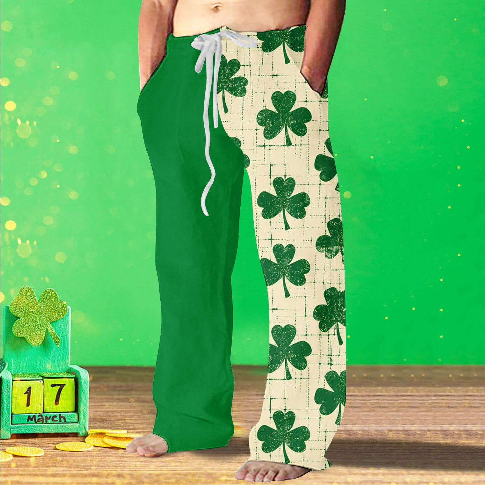 KYGABAKMen's Shamrock 🍀 Print Jogger Pants for St. Patrick's Day ...