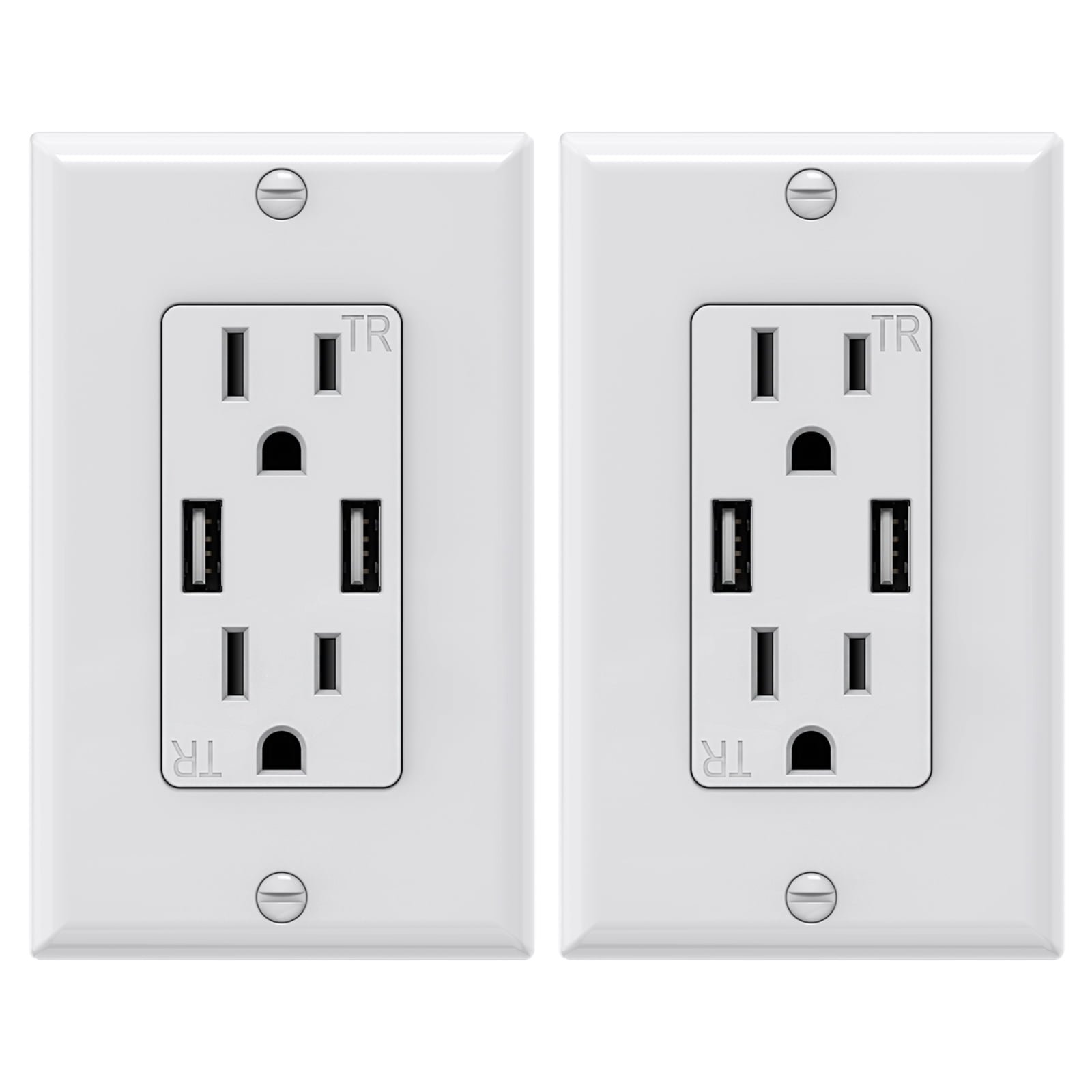 KYHSHJ 3.6A USB Wall Outlet Charger, 15A Tamper-Resistant Receptacles,White 2 Pack - Walmart.com