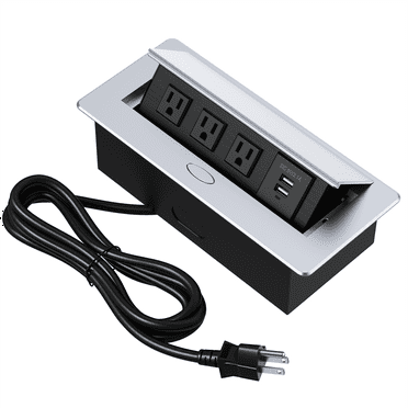 Link2Home Space Saver, Pop-up Power Outlet, 3 Grounded 15 Amp Outlets ...