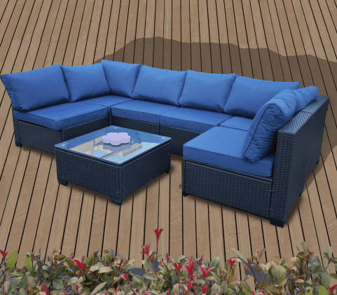 KYLE & KAY 7-Pieces Wicker Patio Furniture Set, Outdoor Sectional Sofa ...