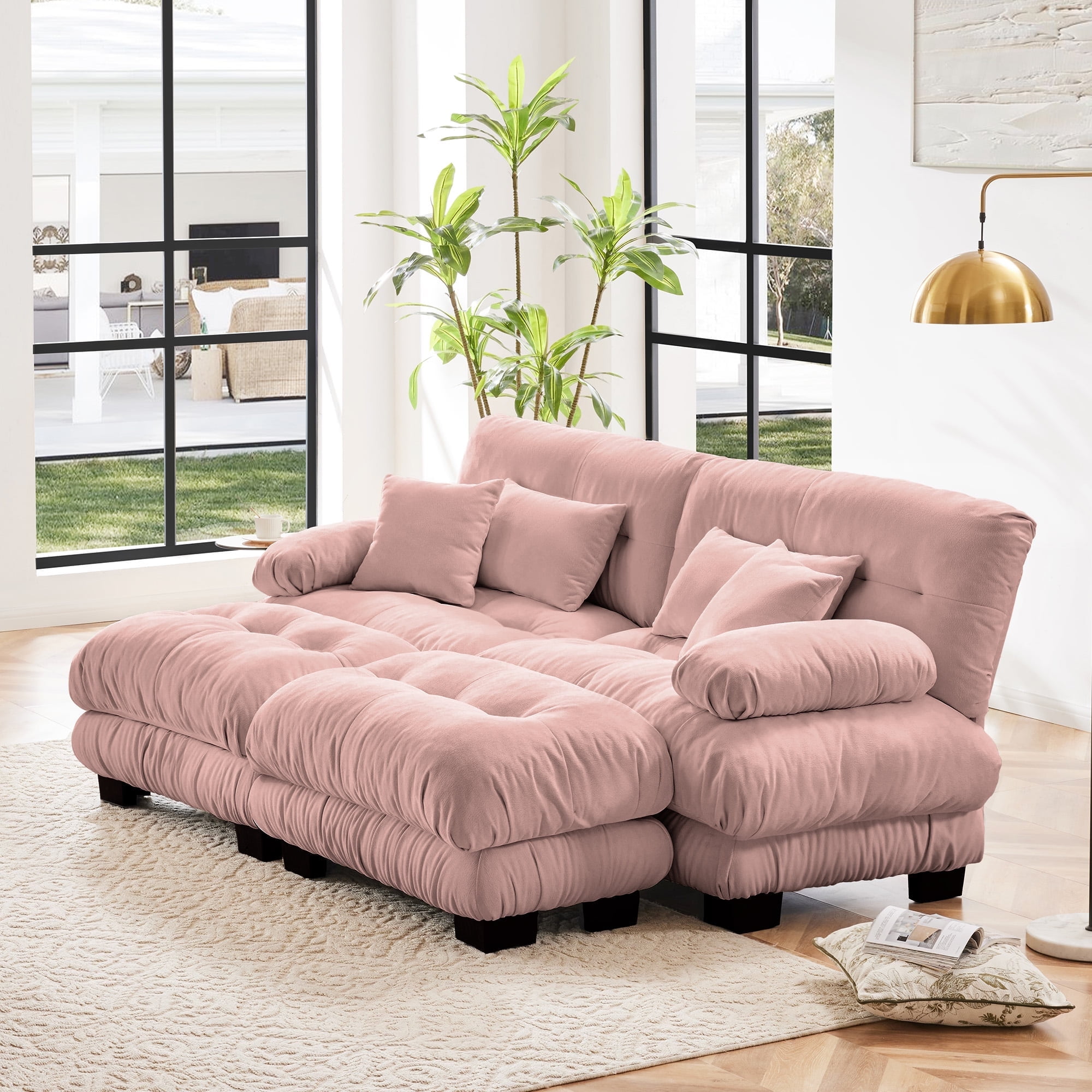 KYLE & KAY 94"Loveseat Sofa, Chenille 2 Seater Cloud Couch with 4 Soft ...