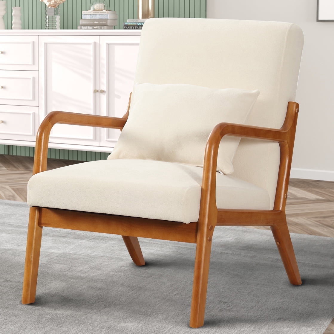 KYLE & KAY Modern Accent Chair,Velvet Arm Chair with Solid Wood Frame ...