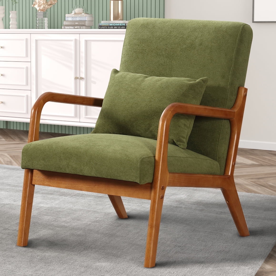 KYLE & KAY Modern Accent Chair,Velvet Arm Chair with Solid Wood Frame ...
