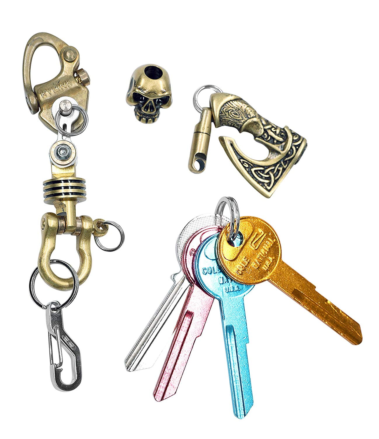 KYLINK Skull Rare Biker EDC Keychain Droid Drone Carabiner Key Ring ...