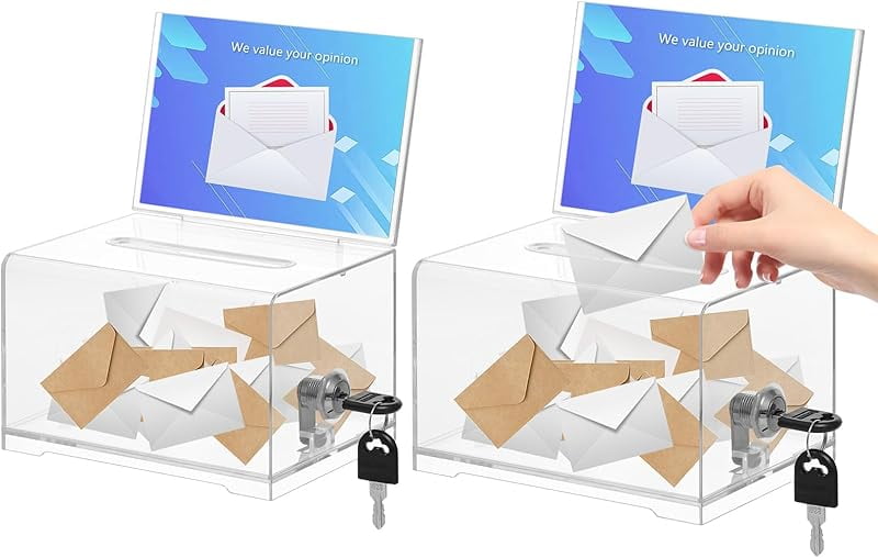 KYODOLED Clear Donation Box for Fundraising with Lock & Sign Holder ...