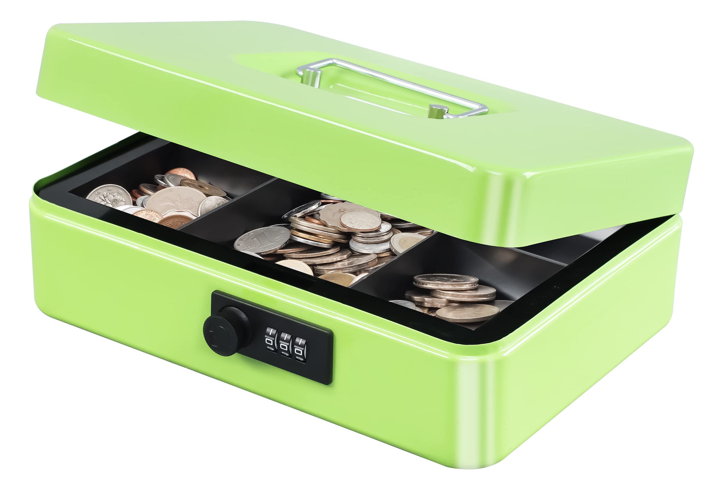 KYODOLED Large Cash Box with Combination Lock,Safe Metal Box for Money ...